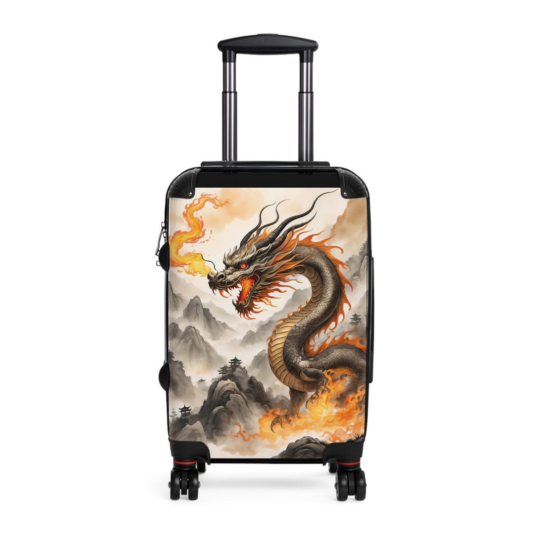 Dragon Printed Suitcase Artistic Chinese Design, Unique Luggage for ...
