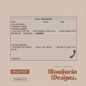 Call Message Template | Printable Template | Printable Call Message ...