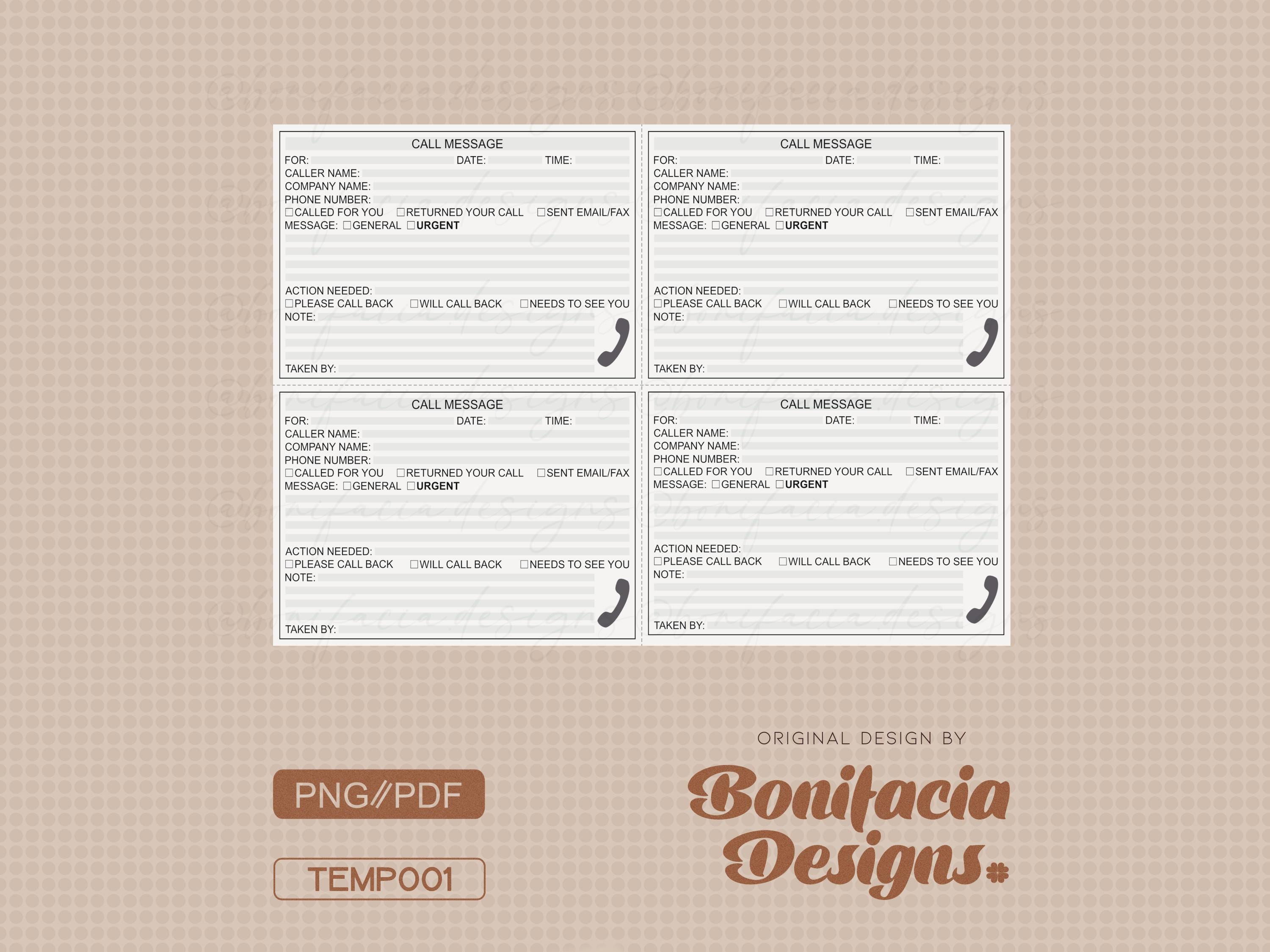 Call Message Template | Printable Template | Printable Call Message ...