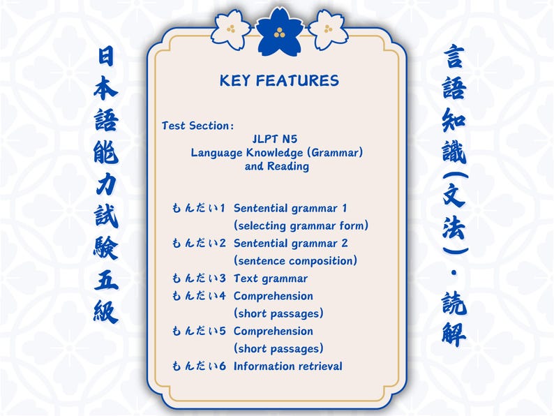 Printable JLPT N5 Grammar and Reading Mock Test | Japanese-language ...
