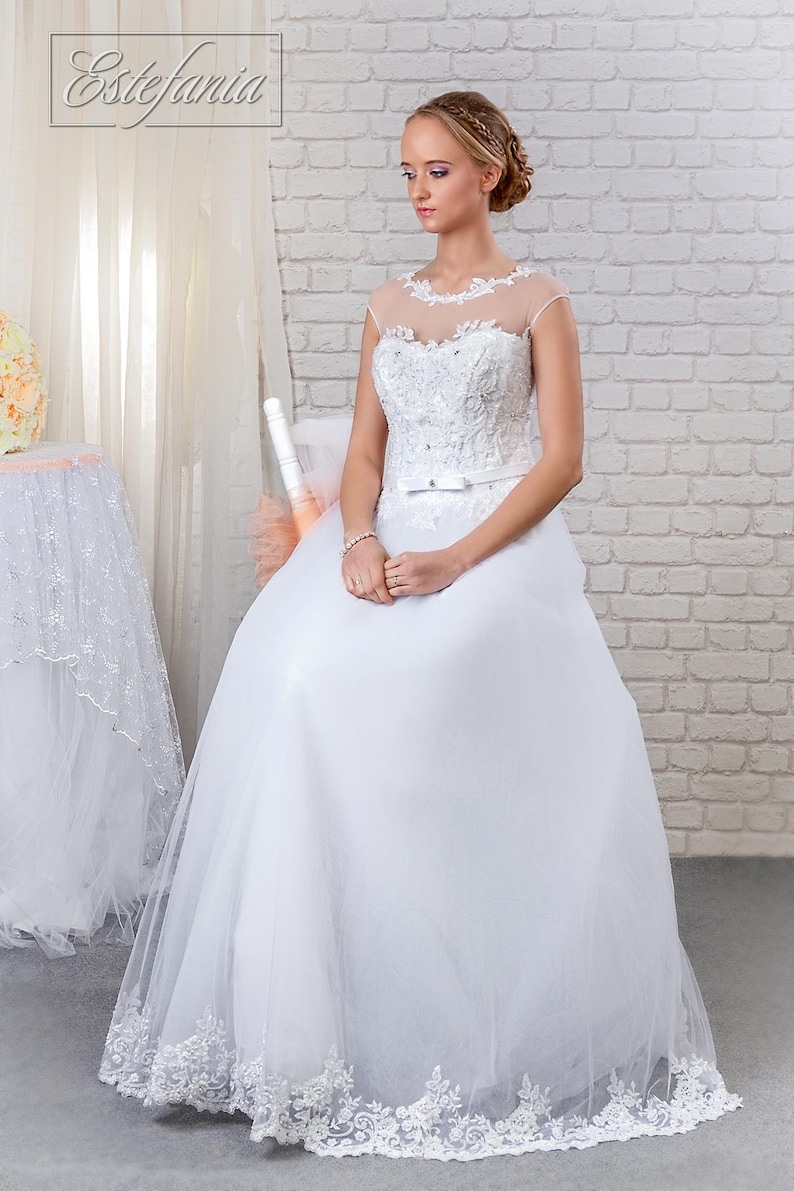 Luxury Lace and Tulle Wedding Dress – Elegant Design With Sheer Details ...