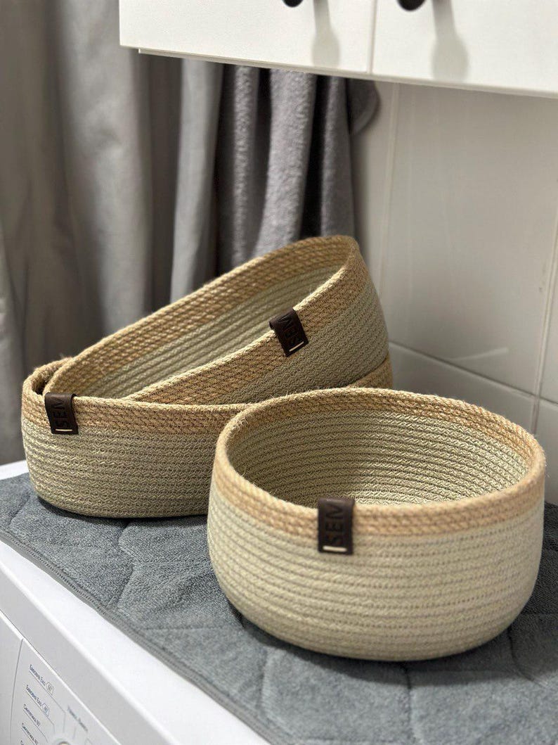 Handmade Bathroom Storage Baskets Set for Stylish Organization - Etsy