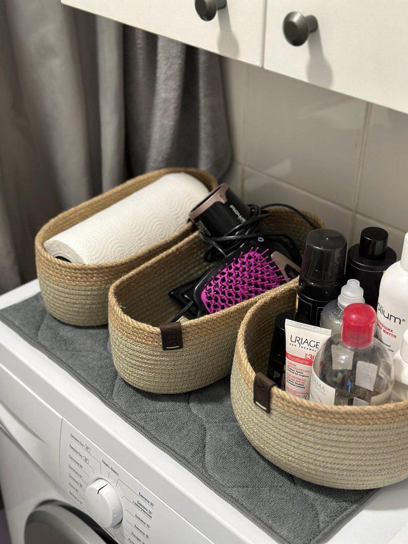 Handmade Bathroom Storage Baskets Set for Stylish Organization - Etsy