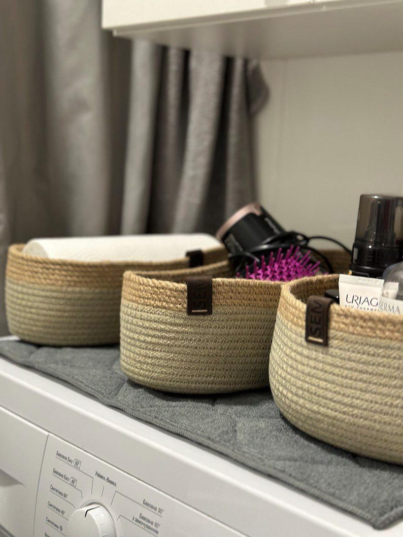 Handmade Bathroom Storage Baskets Set for Stylish Organization - Etsy