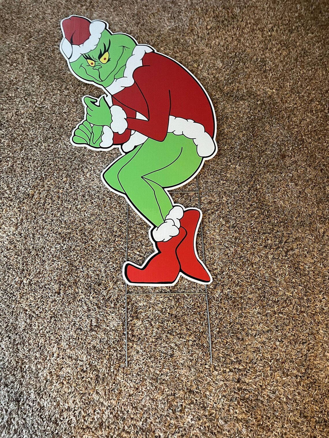 Grinch Stealing Lights Yard Sign With Free Stand - Etsy