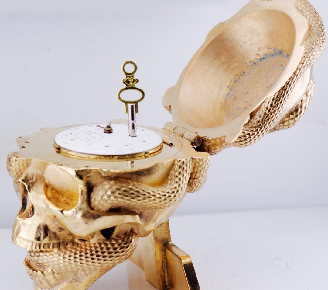 Antique French Verge Fusee Skull Desk Clock Memento Mori C1802 Brunel a ...