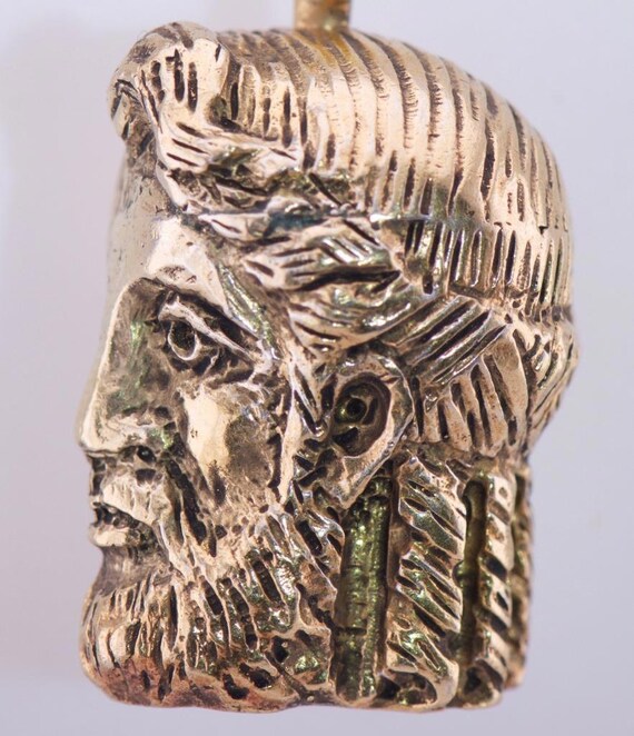 Antique Victorian 18k Gilt Silver Two Face Skull Men … - Gem