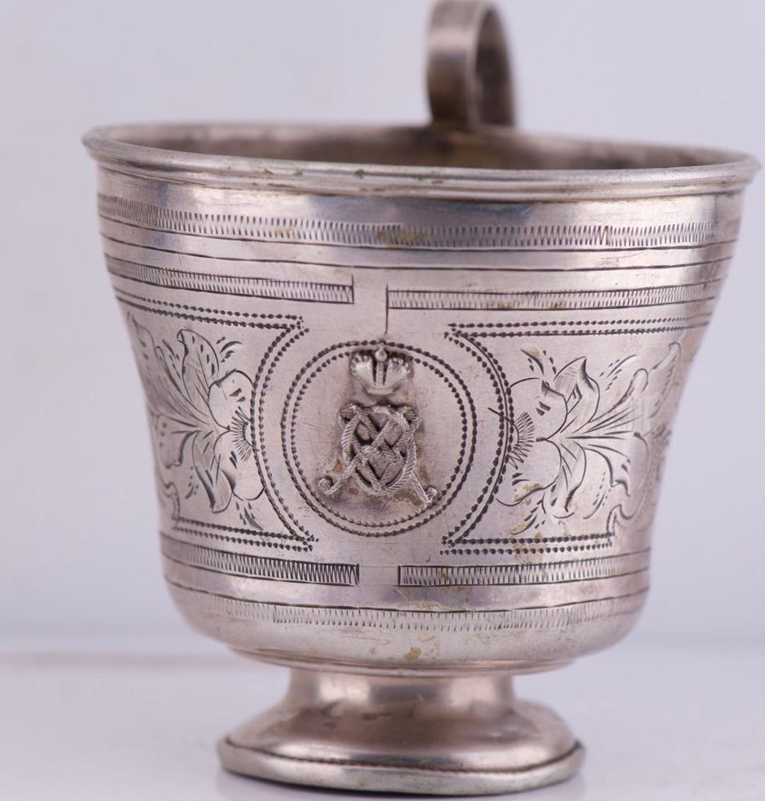 Antique Imperial Tsar's Era Silver Tea Cup Engraved Presentation ...