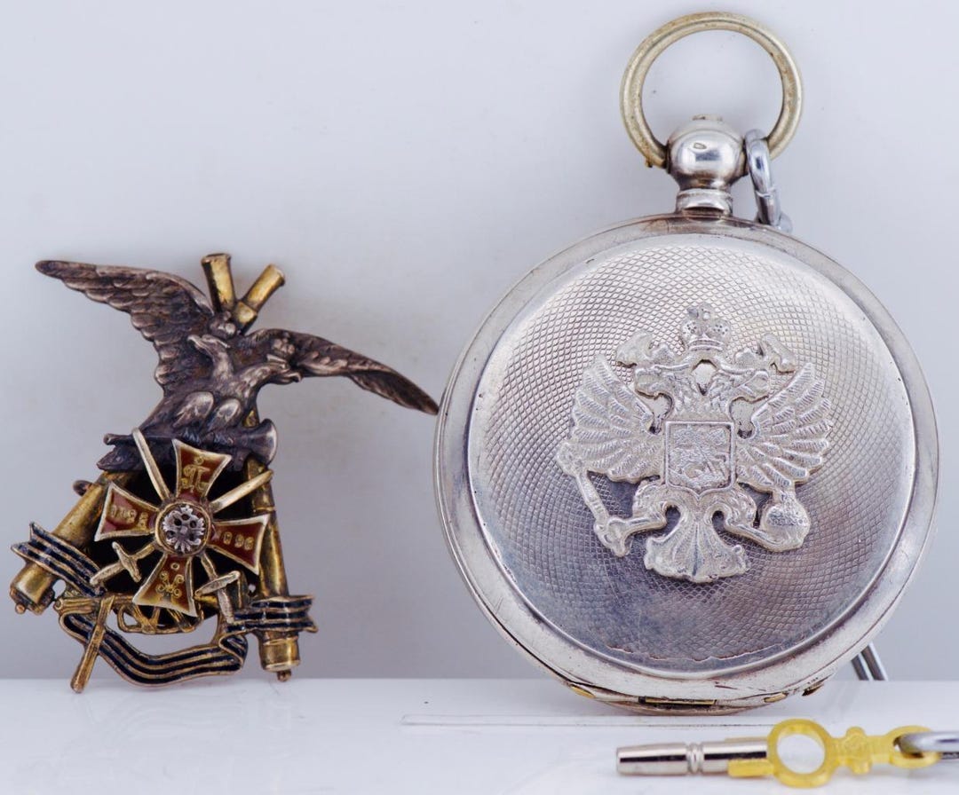 Antique Imperial Tsar Era Military Officer’s Award Silver Tobias Pocket ...