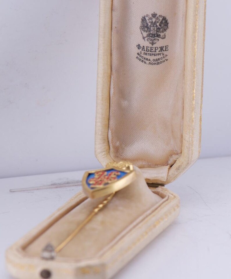 Antique Empire Faberge Tsar Nicholas II Monogram Lapel Pin Brooch C1890 ...