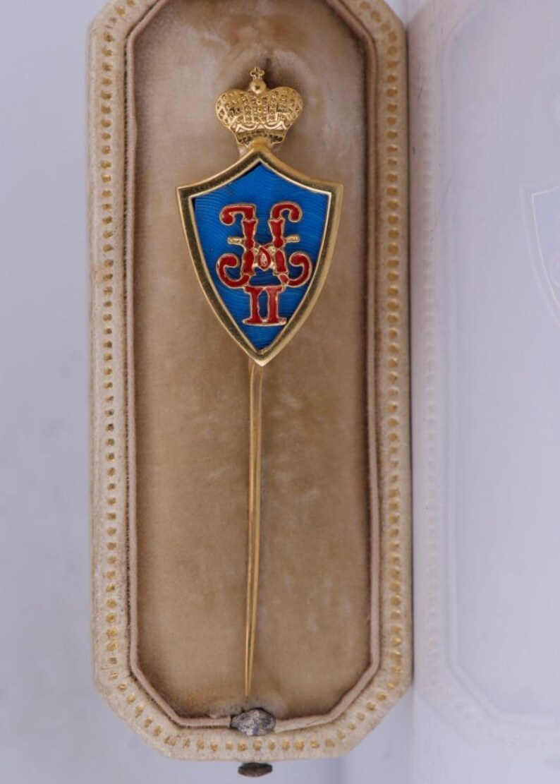 Antique Empire Faberge Tsar Nicholas II Monogram Lapel Pin Brooch C1890 ...