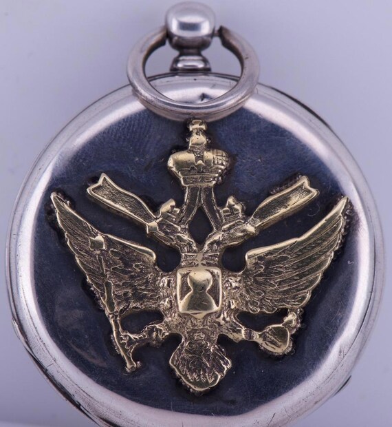 Imperial Officers Silver Pocket Watch Award Turkish W… - Gem