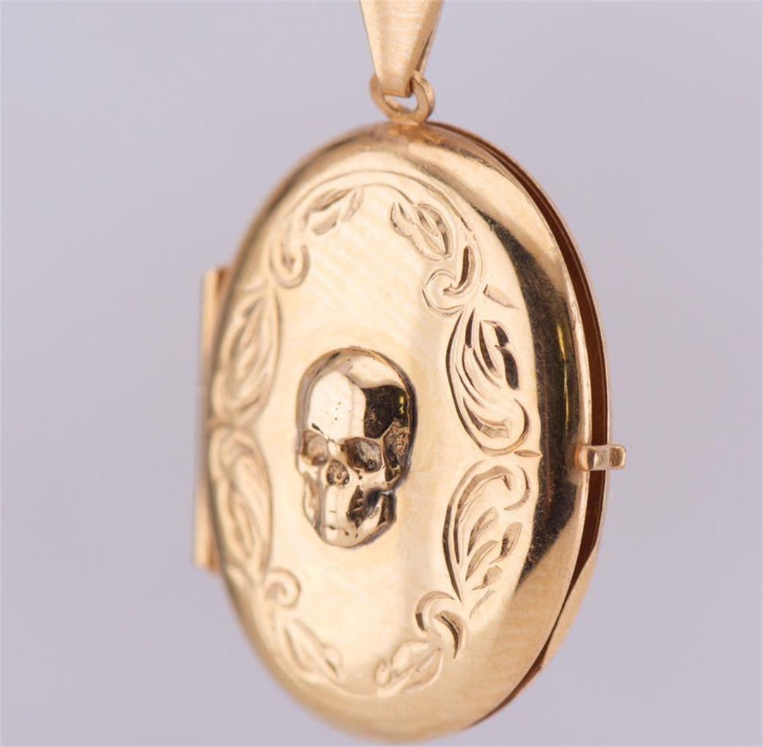 Antique Victorian Memento Mori Mourning Solid Gold Skull Locket Pendant ...
