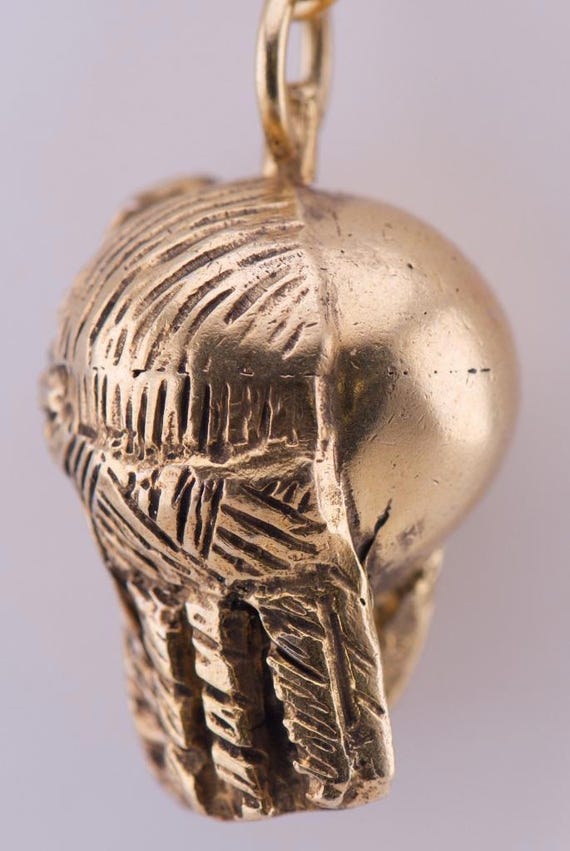 Antique Victorian 18k Gilt Silver Two Face Skull Men … - Gem