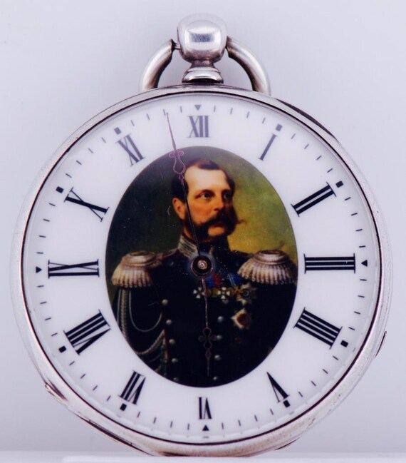 Imperial Officers Silver Pocket Watch Award Turkish W… - Gem