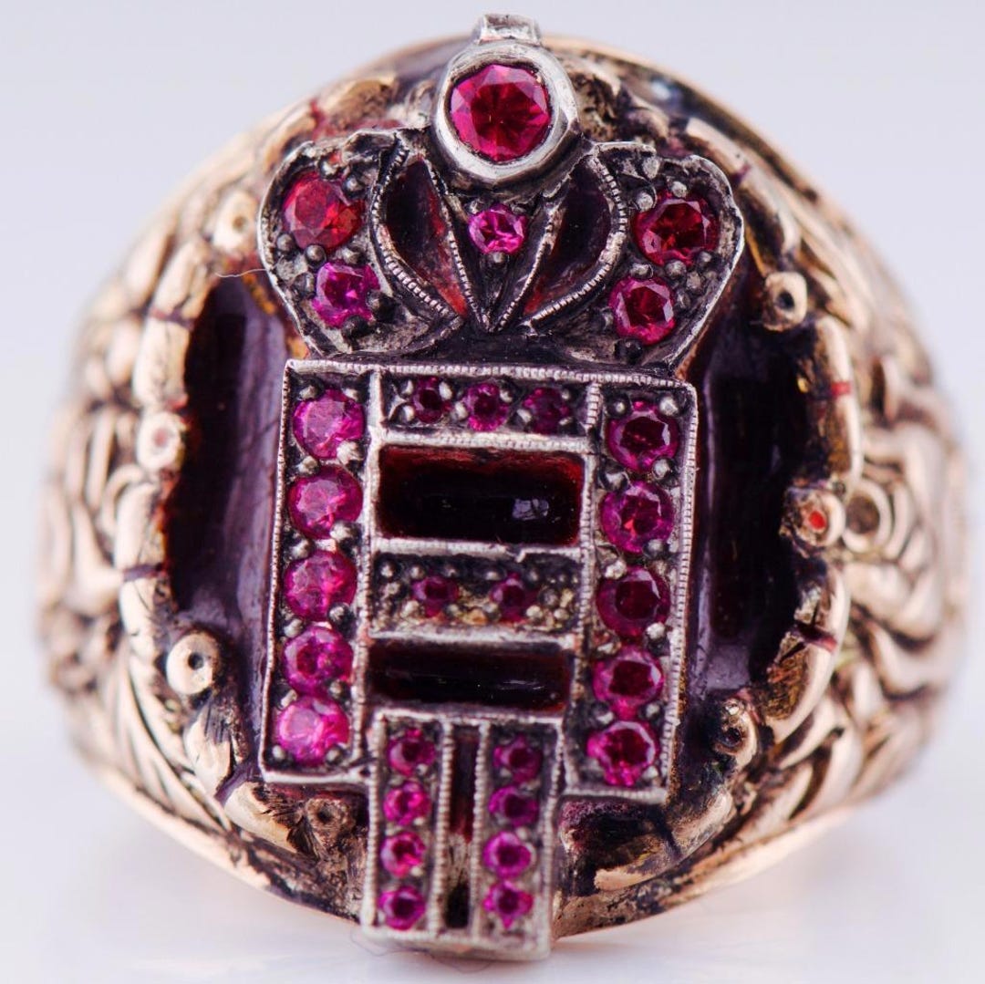 Antique Empire FABERGÉ 14k Gold Ornate Ring Enamel-tsar Nicholas II ...
