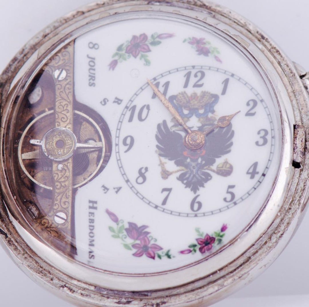 WWI Antique Pocket Watch Imperial Russ Tsar Era Hebdomas 8 Days 1916 ...