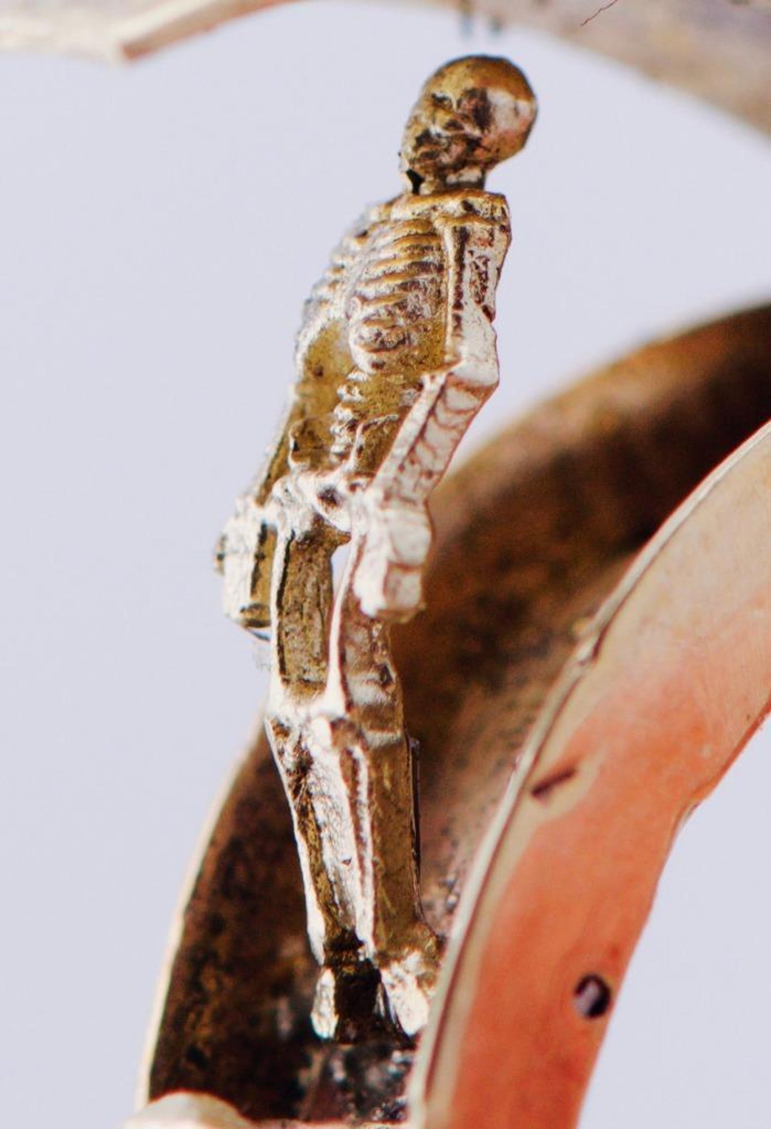 Antique MECHANICAL Automaton Ring Memento Mori Gold Enamel Resurrected ...