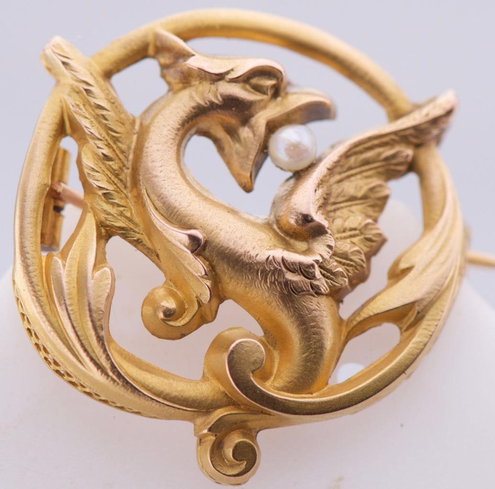 Antique Art-nouveau French 18k Gold and Pearl Phoenix Bird Brooch C1890 ...