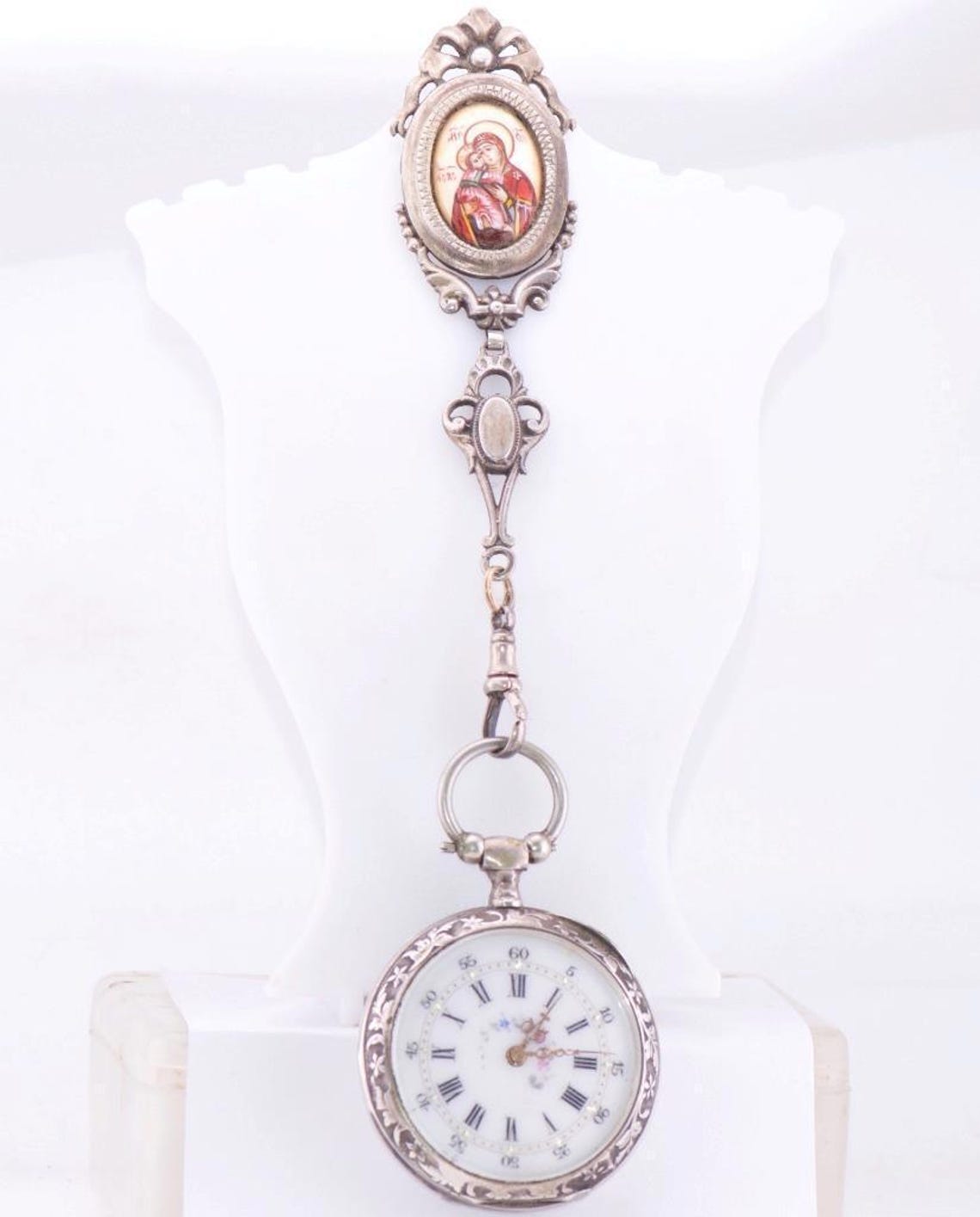 Imperial Russ Award Silver Pocket Watch and Silver Icon Enamel ...