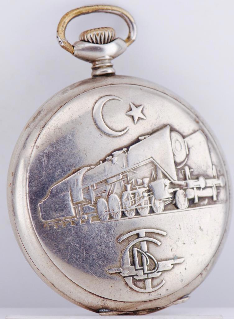 Antique Turkish Railroad Officer Pocket Watch Enamel Dial Ataturk ...