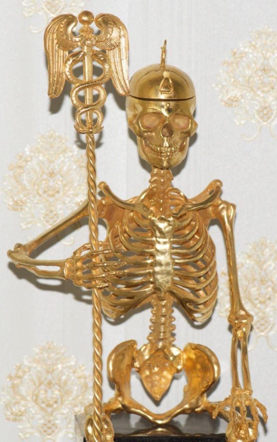 Antique French Verge Fusee Desk Clock Gilt Bronze Memento Mori Skull ...