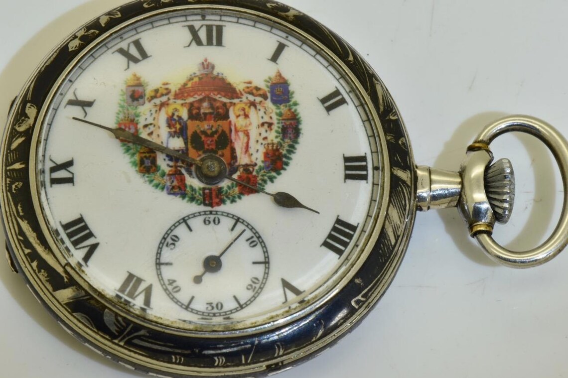 Antique Imperial Russ Tsar Era Pocket Watch Art-nouveau Silver Gold ...