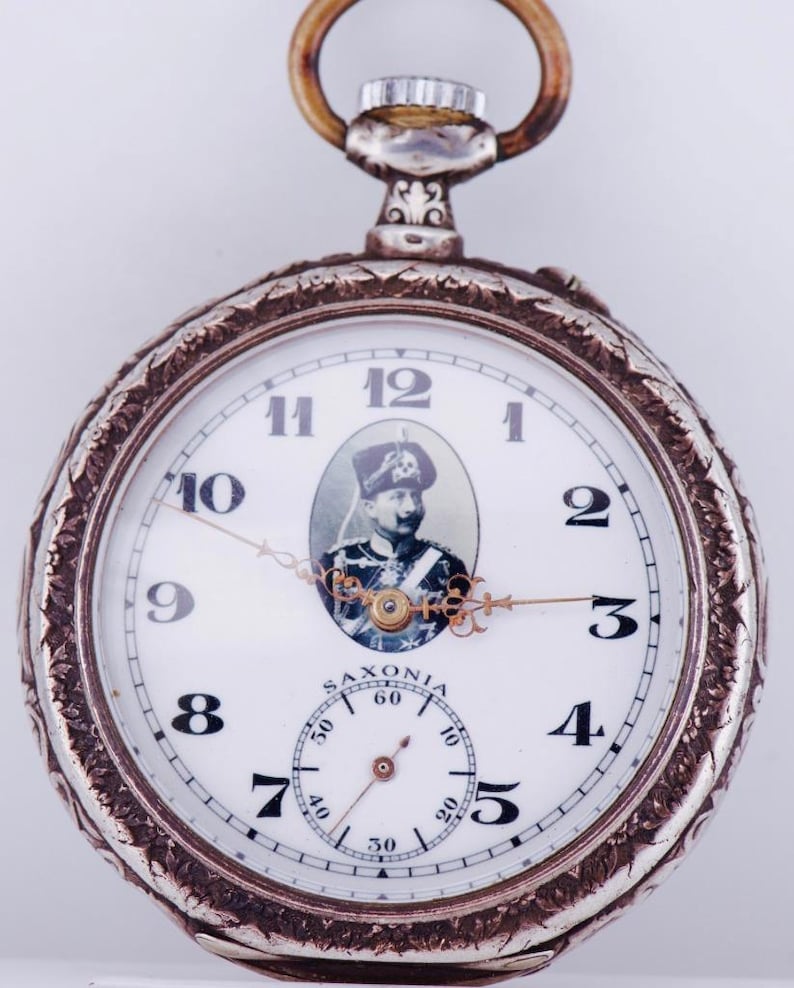 WWI German Army Officer Pocket Watch Saxonia Glashutte-kaiser Wilhelm ...