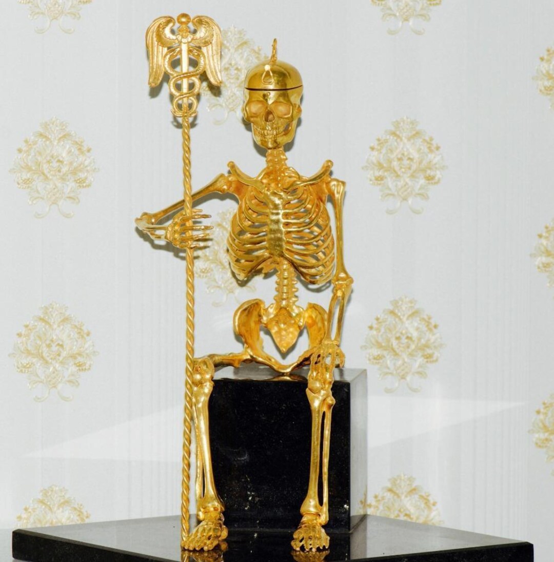 Antique French Desk Clock Ormolu Gilt Bronze Verge Fusee Memento Mori ...