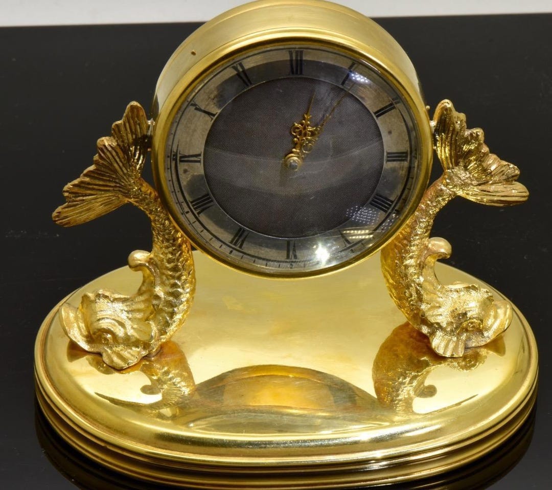 Antique French Desk Clock Verge Fusee Gilt Silver C1800's WORKING ORDER ...