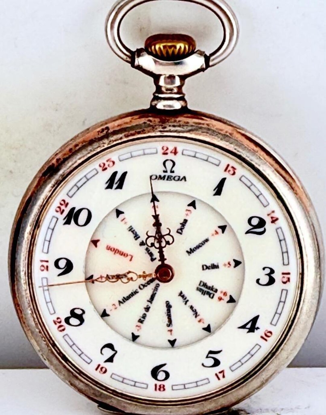 Antique Omega Silver World Time Pocket Watch C.1900’s – Working Order ...