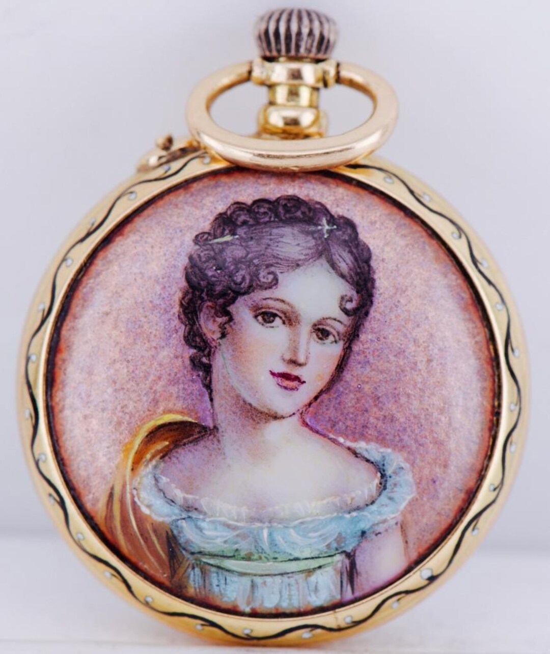Antique French 18k Gold and Hand Painted Enamel Pocket Watch Original ...