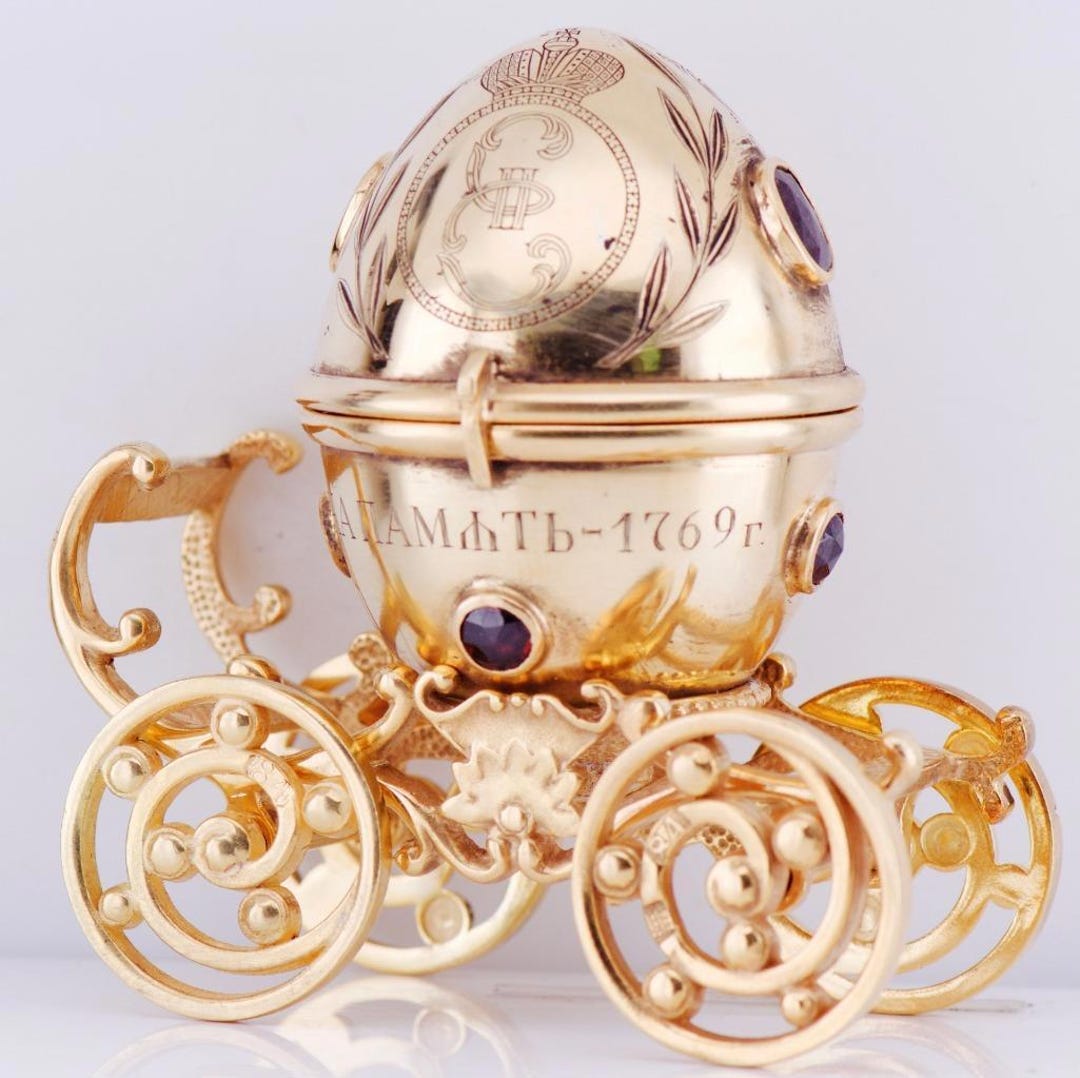 Antique Imperial Easter Egg Coach Clock Verge Fusee for Empress ...