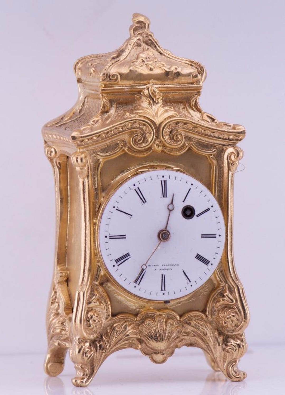 Antique French Clock Verge Fusee Desk Bronze Rococo Doctor's Memento ...