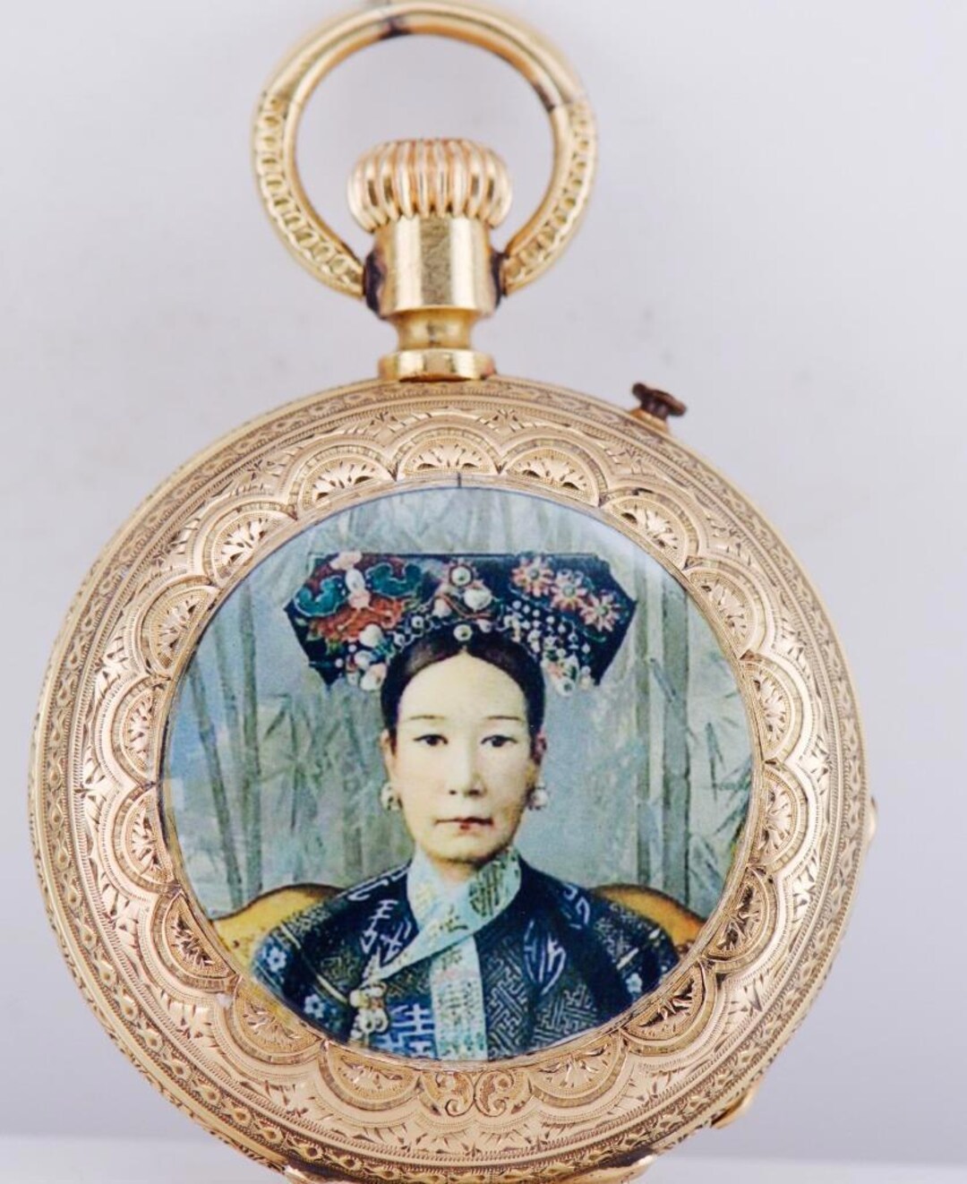Antique 18k Gold Enamel Haas Pocket Watch-chinese Qing Dynasty Empress ...