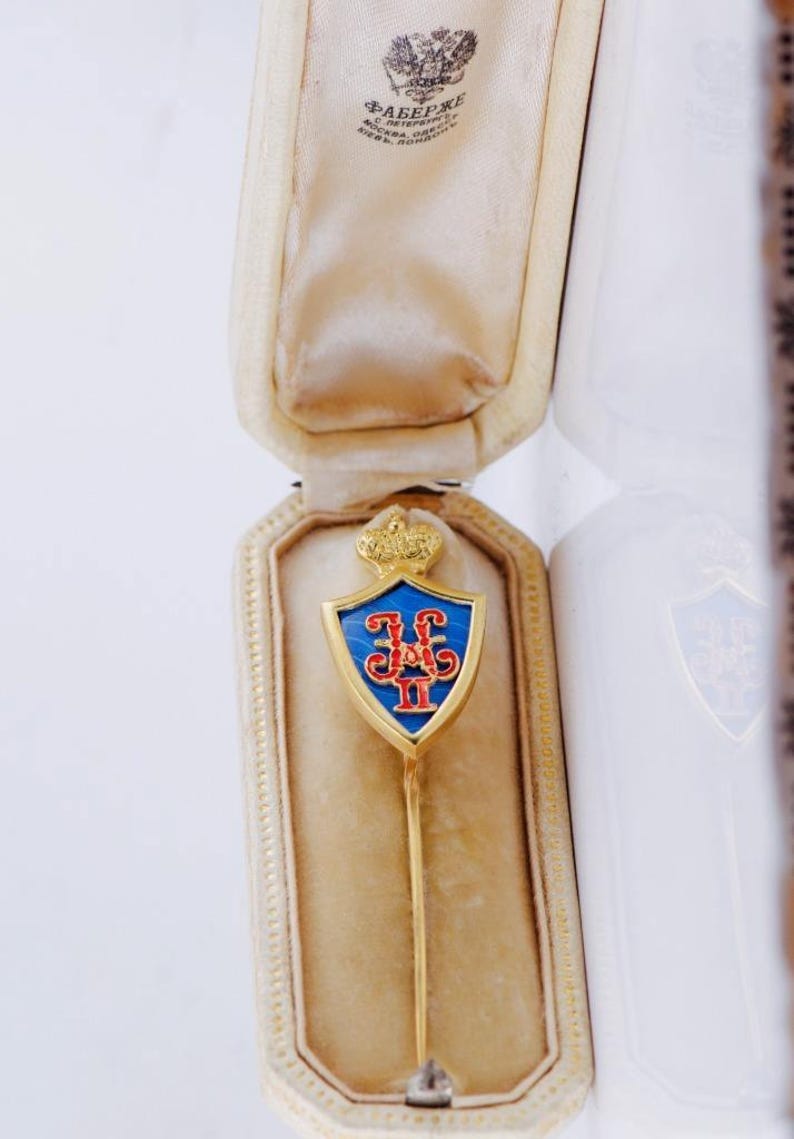 Antique Empire Faberge Tsar Nicholas II Monogram Lapel Pin Brooch C1890 ...
