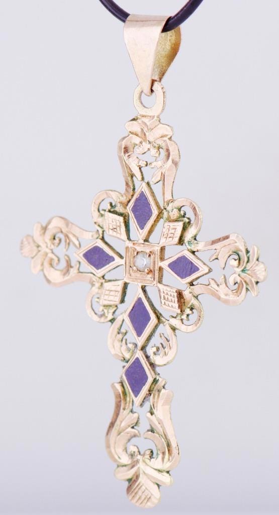 Antique Imperial FABERGE Cross Pendant Fob 14k Gold Enamel Hand ...