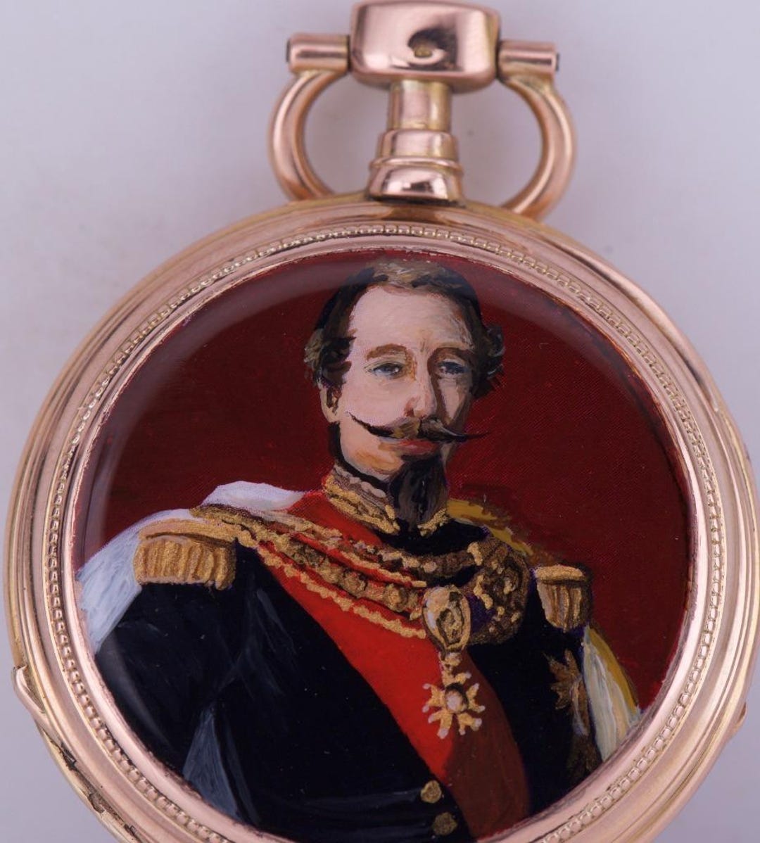 Antique French Napoleon III Pocket Watch 18k Gold Hand Painted Enamel ...