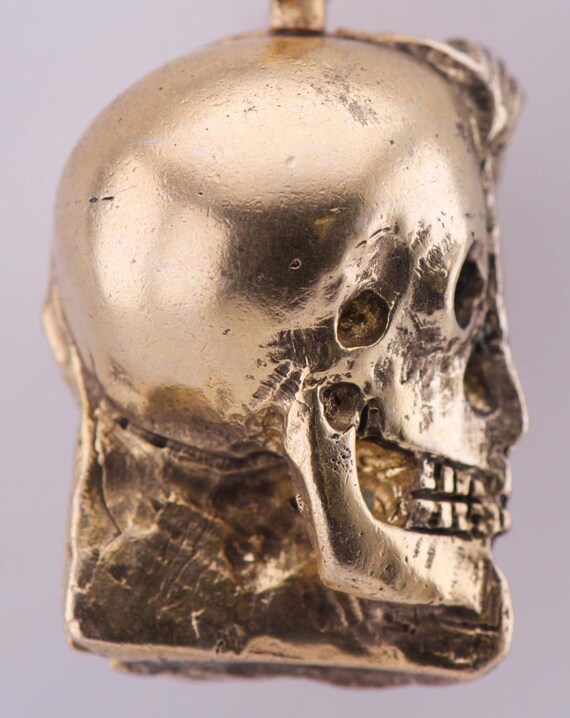 Antique Victorian 18k Gilt Silver Two Face Skull Men … - Gem