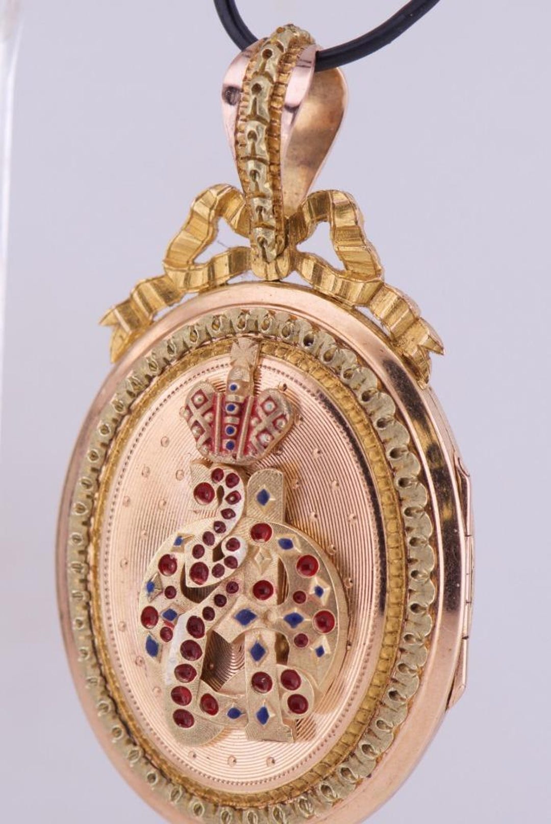 Antique FABERGE Locket Pendant 18k Gold Enamel-portrait of Empress ...