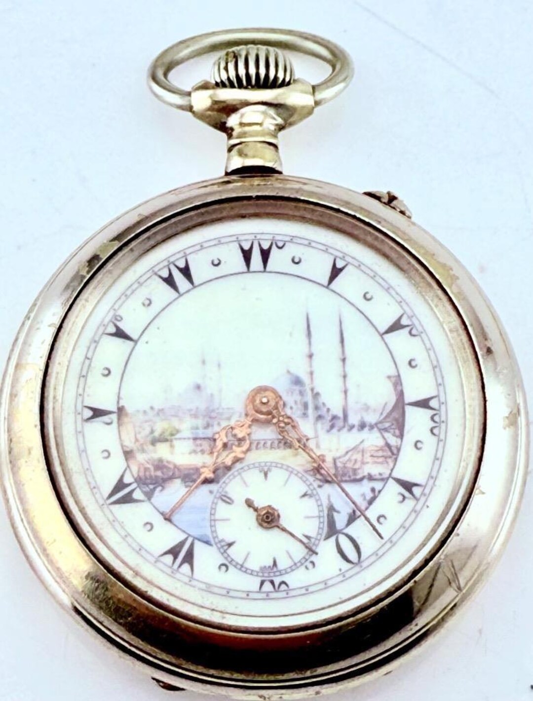 Antique BEAUCOURT Swiss Pocket Watch – Enamel Ottoman Mosque Dial, 6 ...