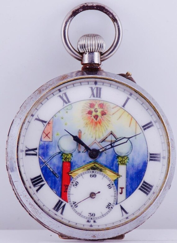 Antique Unusual Masonic Pocket Watch Enamel Dial and … - Gem