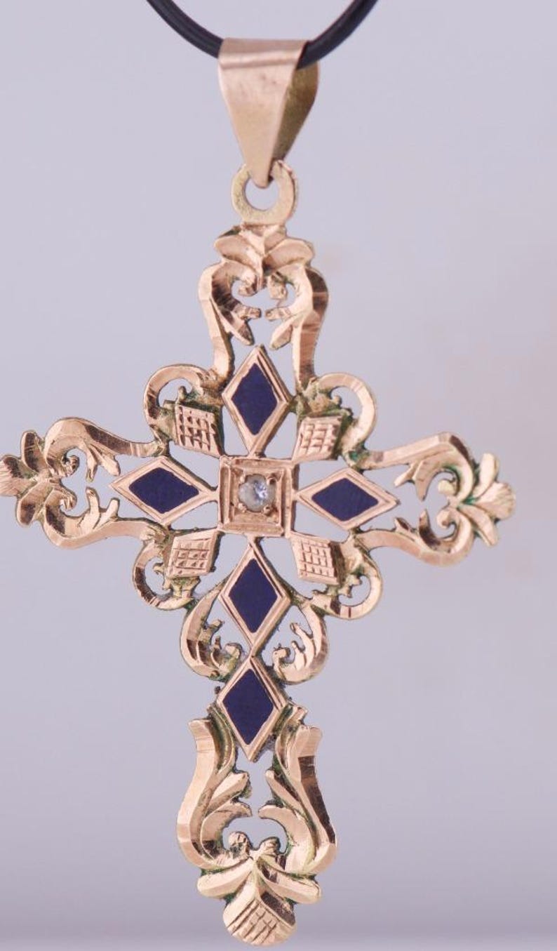 Antique Imperial FABERGE Cross Pendant Fob 14k Gold Enamel Hand ...