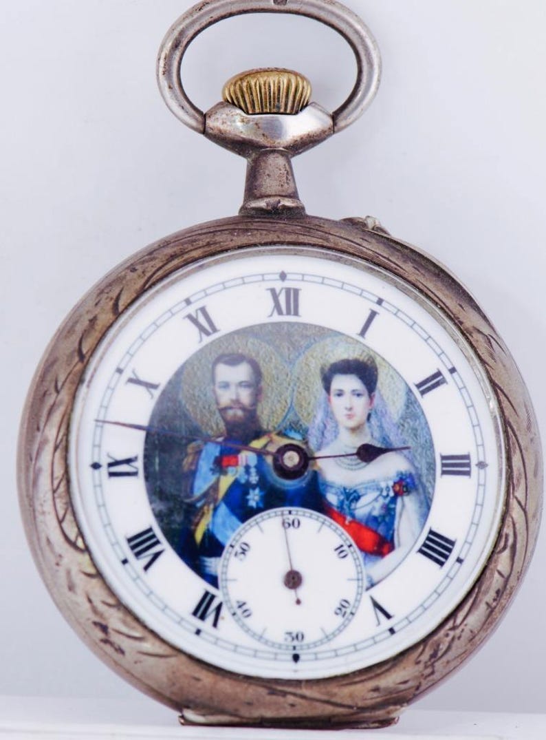 Antique WWI Era Imperial Silver Pocket Watch-romanov Tsar's Family ...