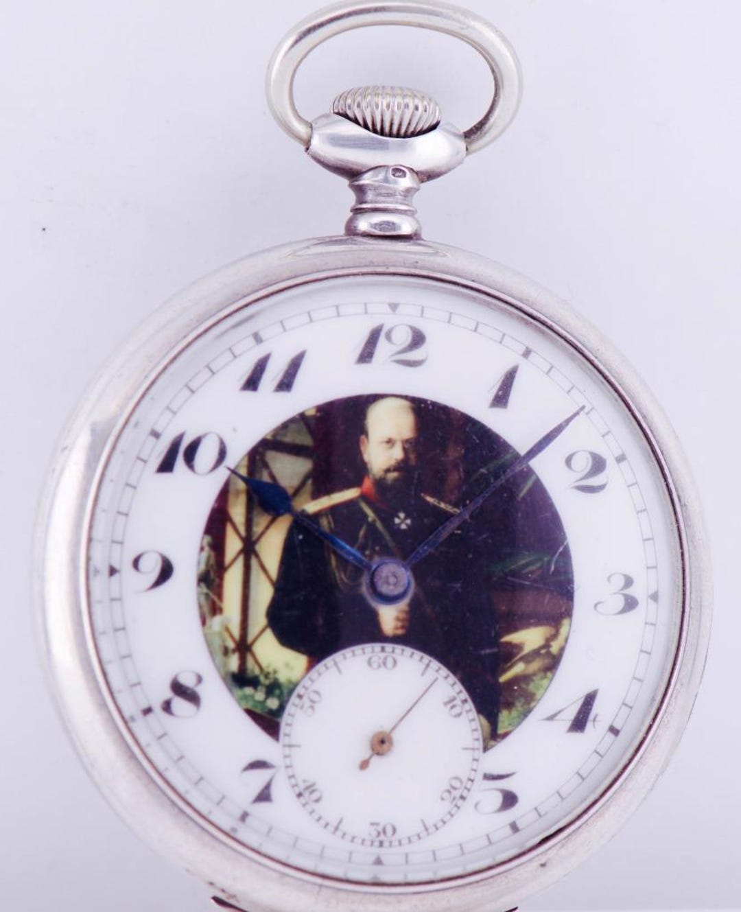 Imperial Era Silver Pocket Watch-king Alexander III Portrait on Enamel ...
