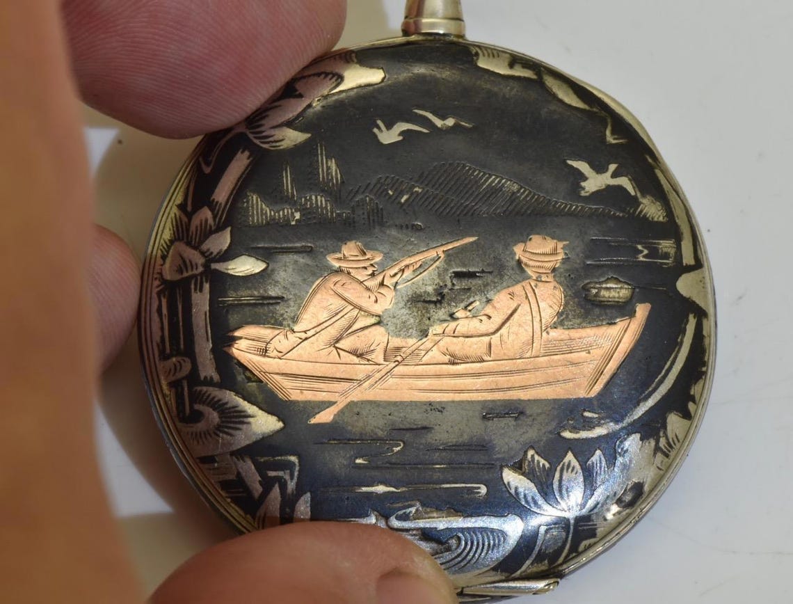 Antique Imperial Russ Tsar Era Pocket Watch Art-nouveau Silver Gold ...