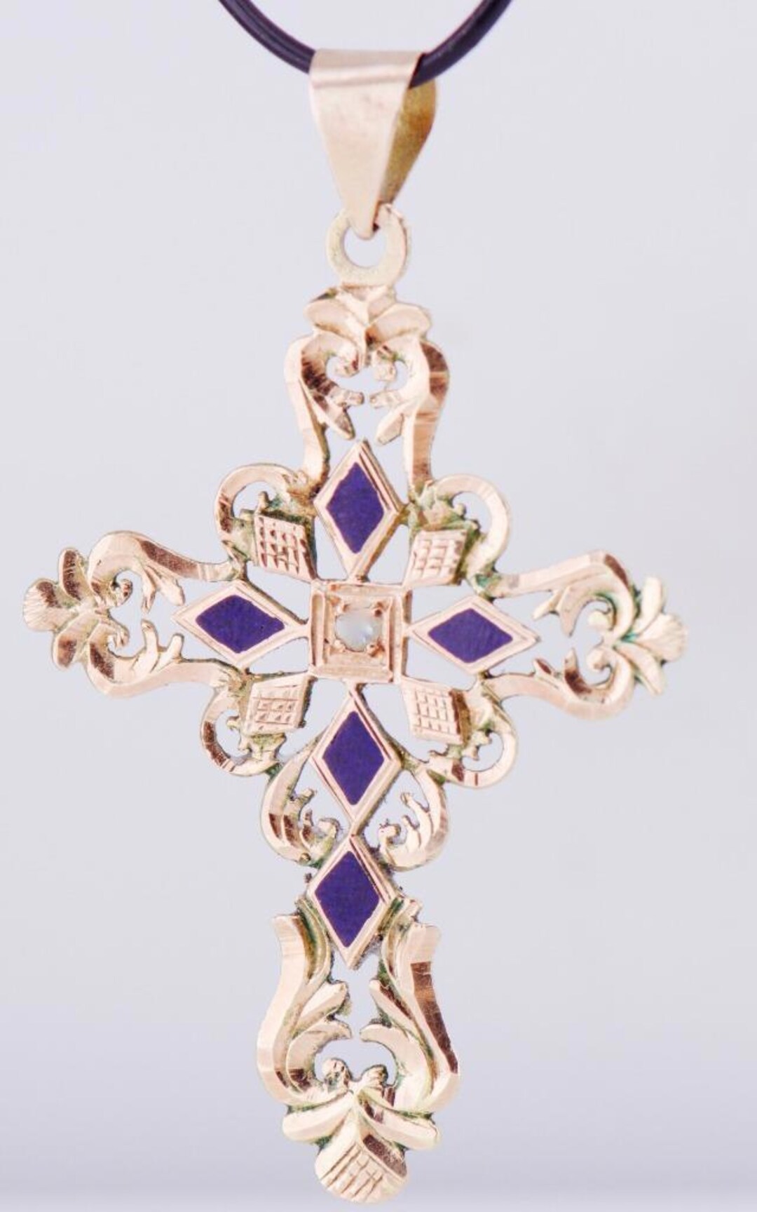 Antique Imperial FABERGE Cross Pendant Fob 14k Gold Enamel Hand ...