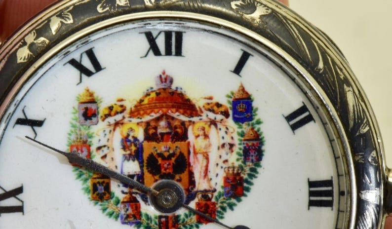 Antique Imperial Russ Tsar Era Pocket Watch Art-nouveau Silver Gold ...
