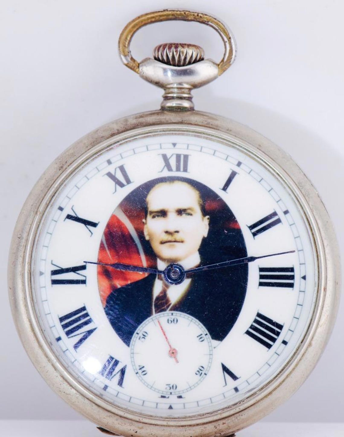 Antique Turkish Railroad Officer Pocket Watch Enamel Dial Ataturk ...