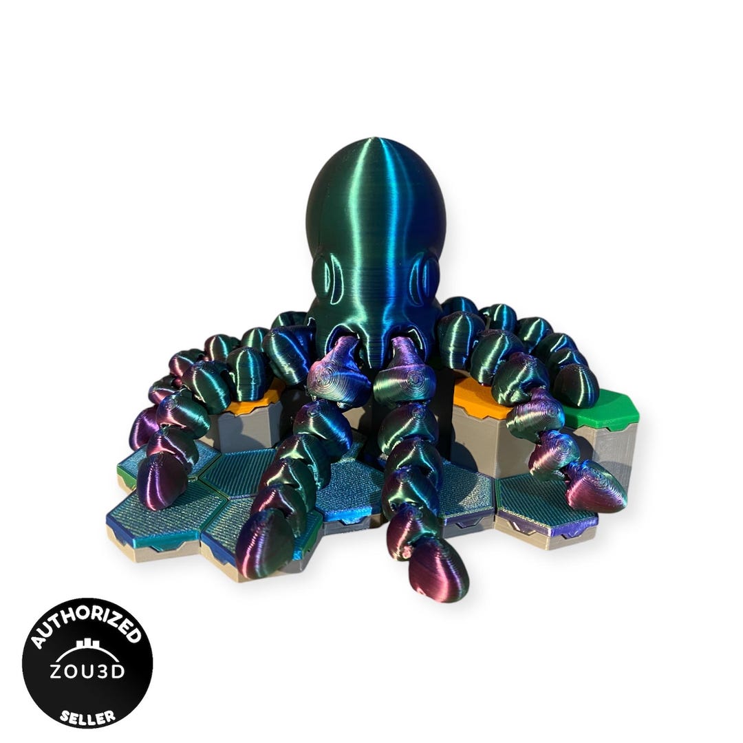 3D Printed Shimmer Articulated Octopus Fidget Flexible Fidget Stress ...